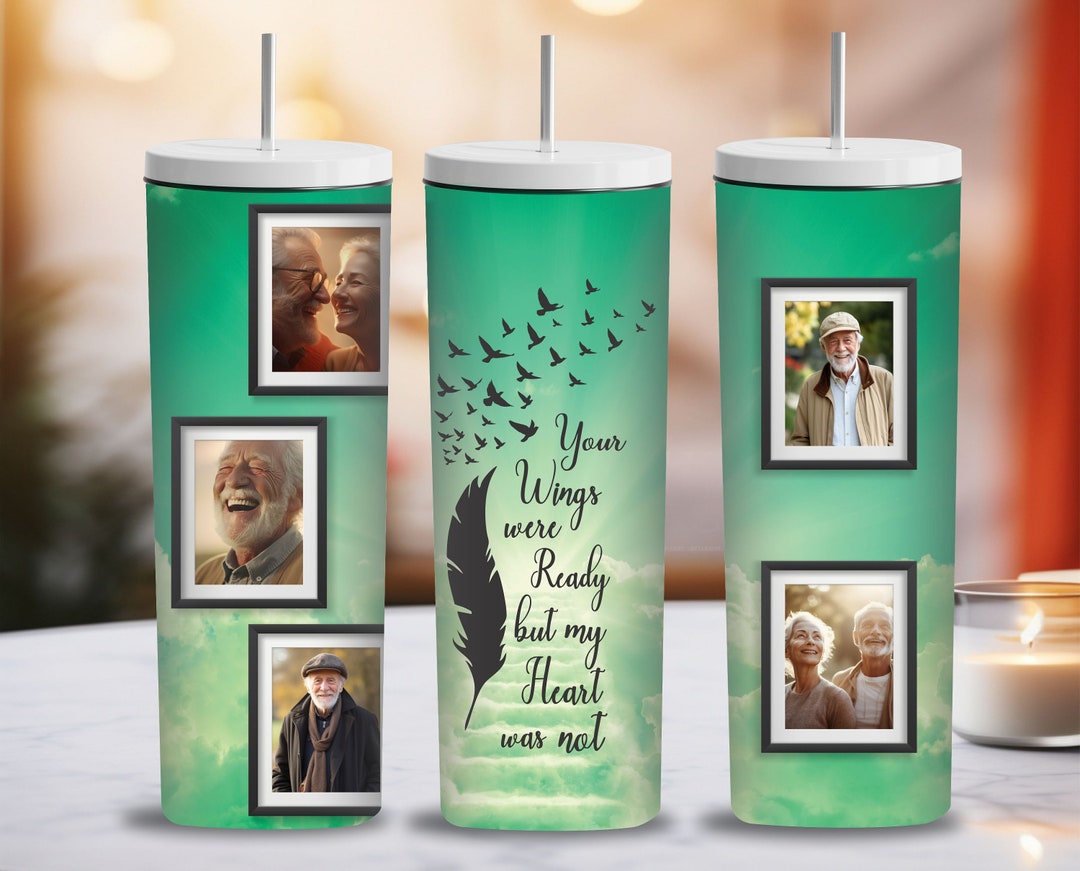 Memorial Tumbler Wrap, Green Memorial Sublimation Tumbler Designs, Your ...