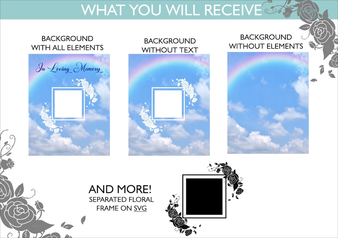 In Loving Memory Background Rainbow in Heaven Memorial - Etsy