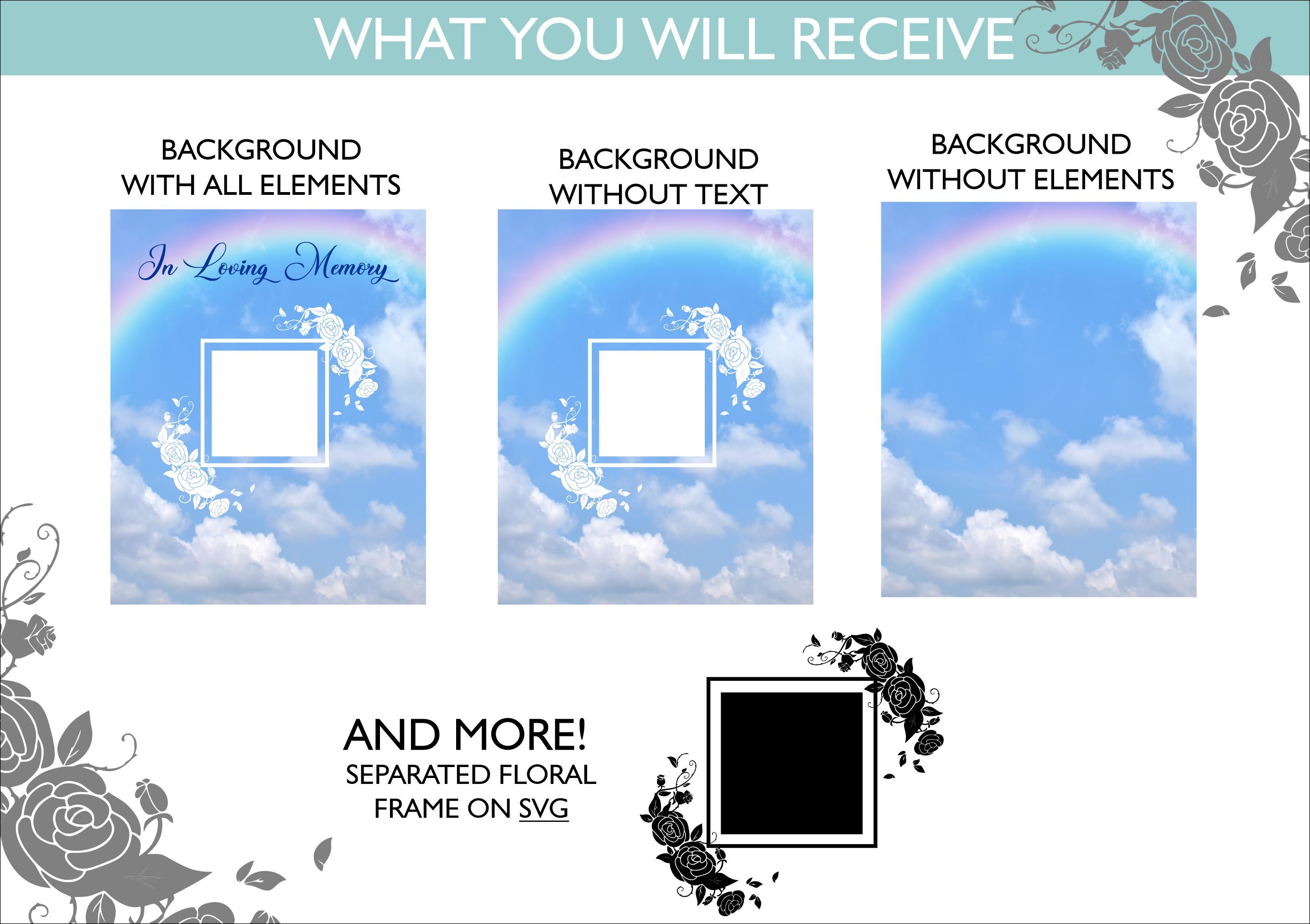 In Loving Memory Background - Rainbow in Heaven - Memorial Frame ...
