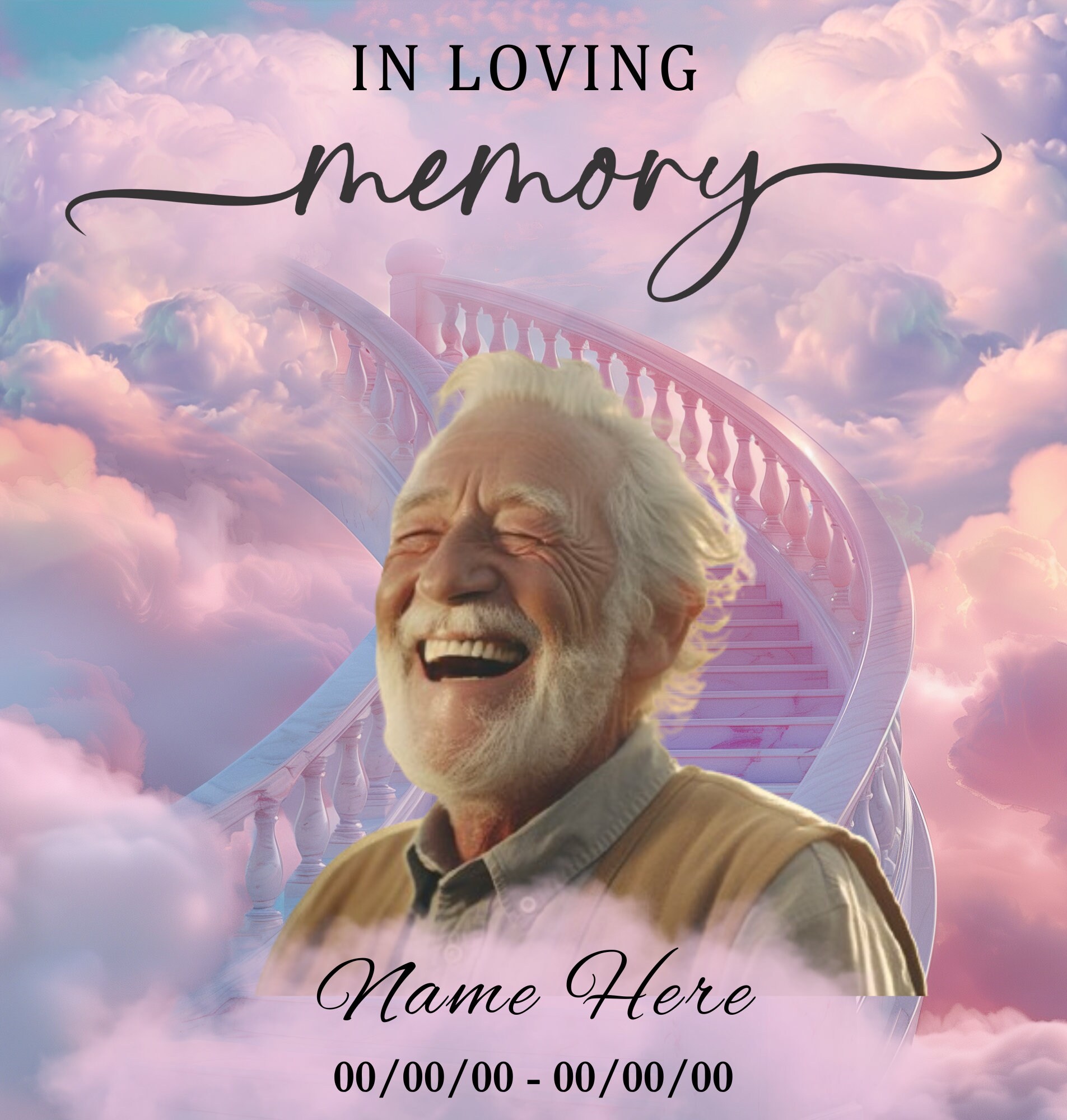 In Loving Memory PNG, EDITABLE Template, RIP Pink Memorial Stairs to ...