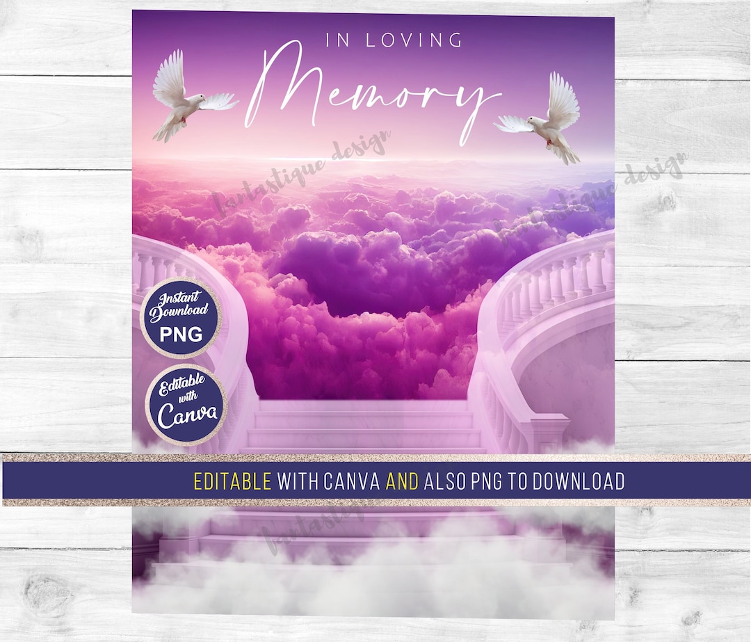 In Loving Memory PNG, Purple Memorial EDITABLE Template, Angel Wings ...