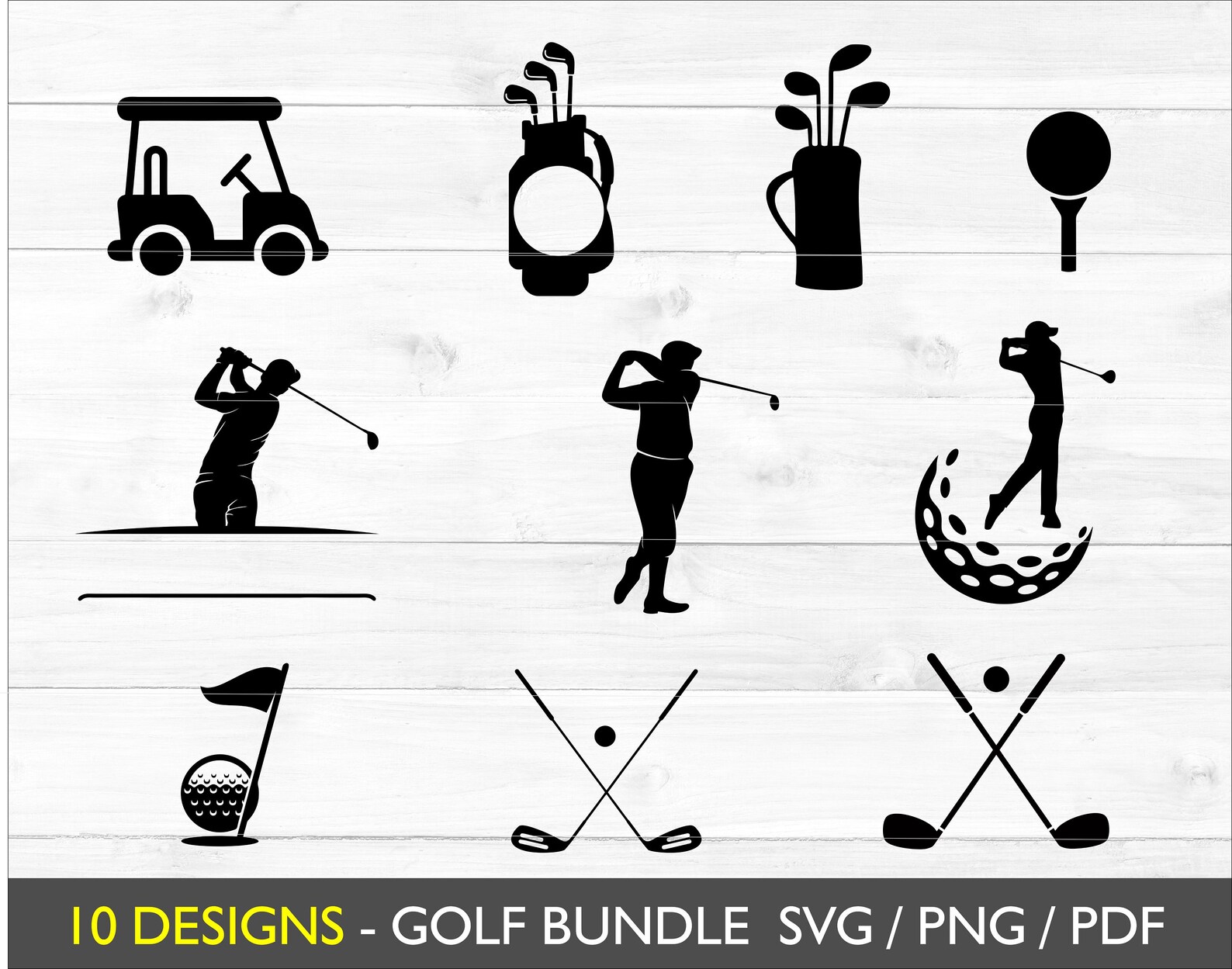 Golf SVG Bundle - Golf Club Set of 10 Designs - Golf Ball Svg - Golfing ...