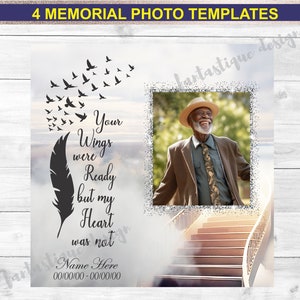 In Loving Memory PNG, Memorial Templates Bundle of 4 PNG and 4 Editable ...