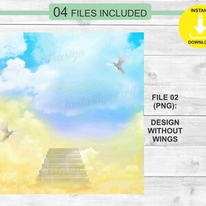 Memorial Background PNG | Watercolor Yellow, Blue, White | Angel Wings ...