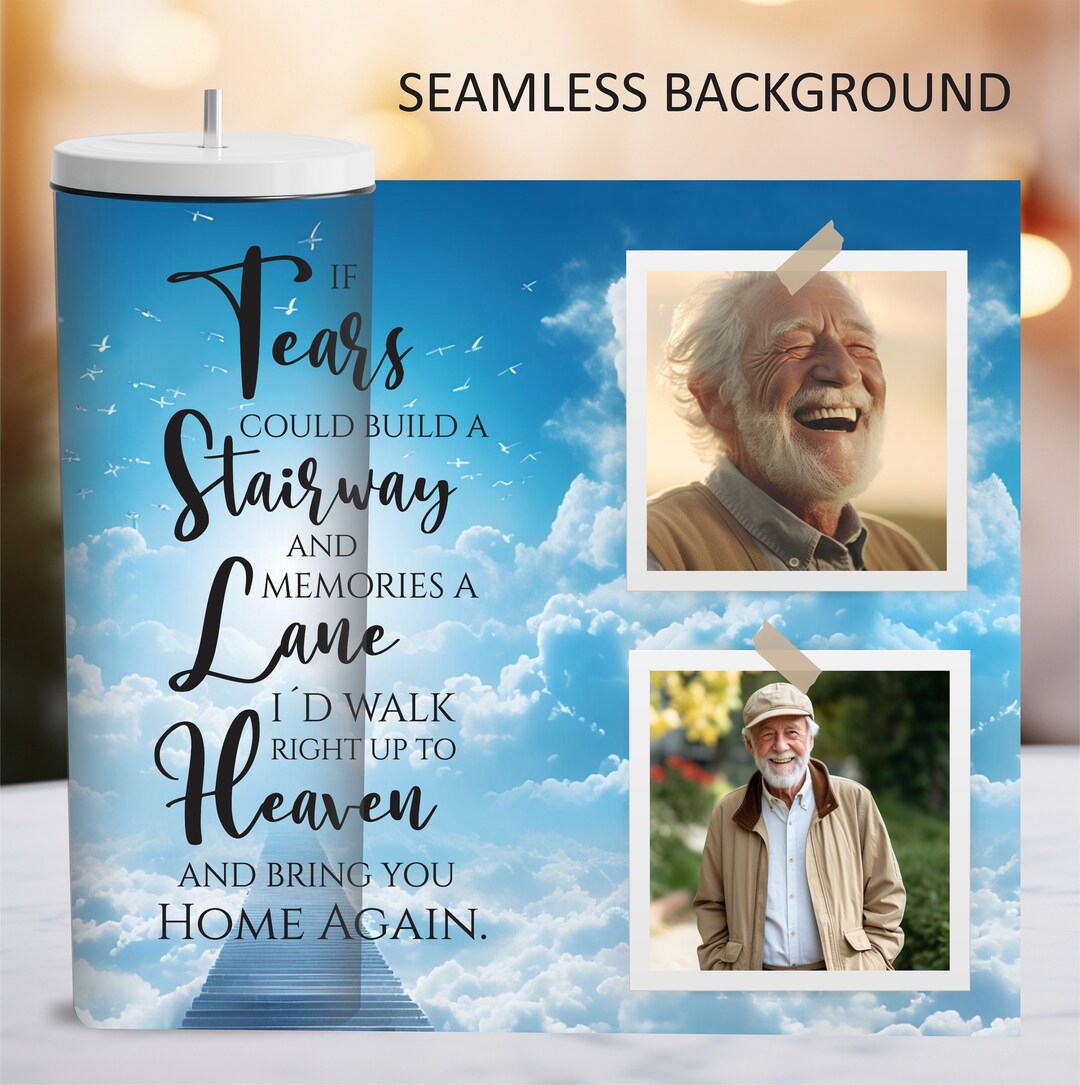 Memorial Tumbler Wrap, Photo Frame Sublimation Tumbler Design Sympathy ...