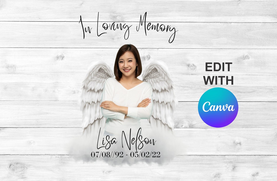 In Loving Memory PNG, Editable Memorial Design, Angel Wings Template ...