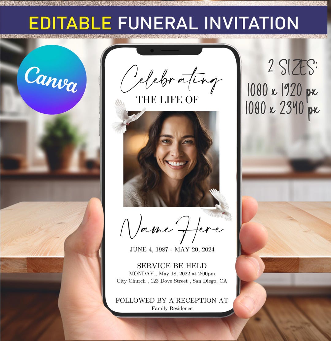 Funeral Invitation Template, in Loving Memory Invite, Celebrating the ...