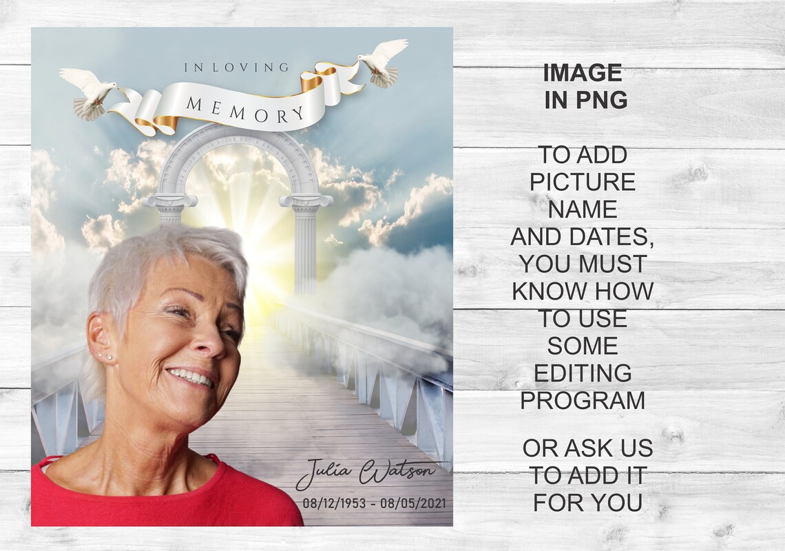 In Loving Memory PNG, Memorial Template, Funeral Printable, Heaven Pier ...