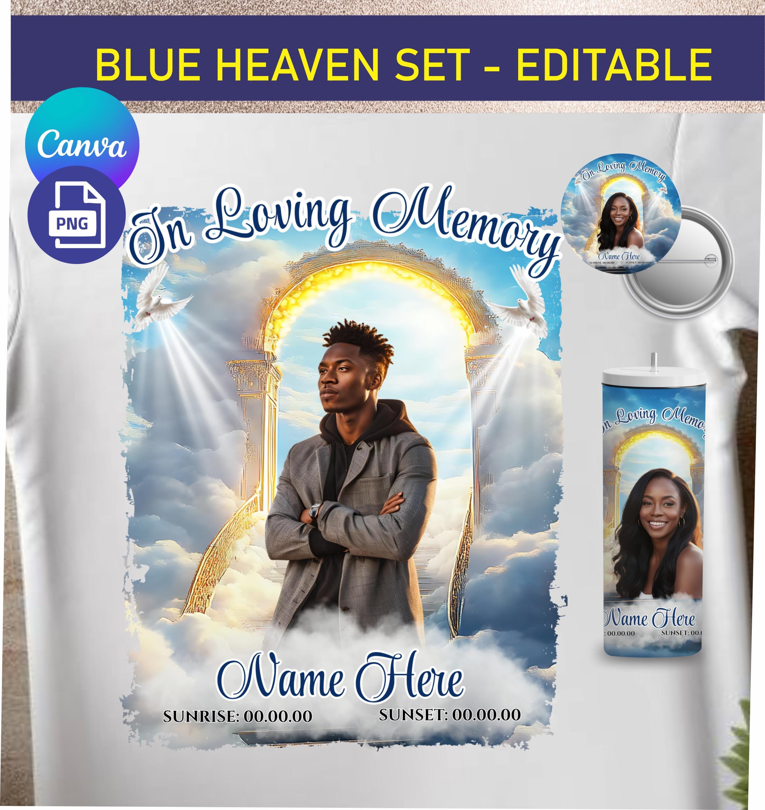 In Loving Memory Shirt Template, Set of Blue Heaven Memorial EDITABLE ...