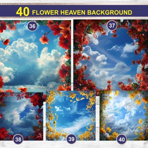 Heaven Background PNG Bundle, Flower Memorial Set of 40, Big Files ...