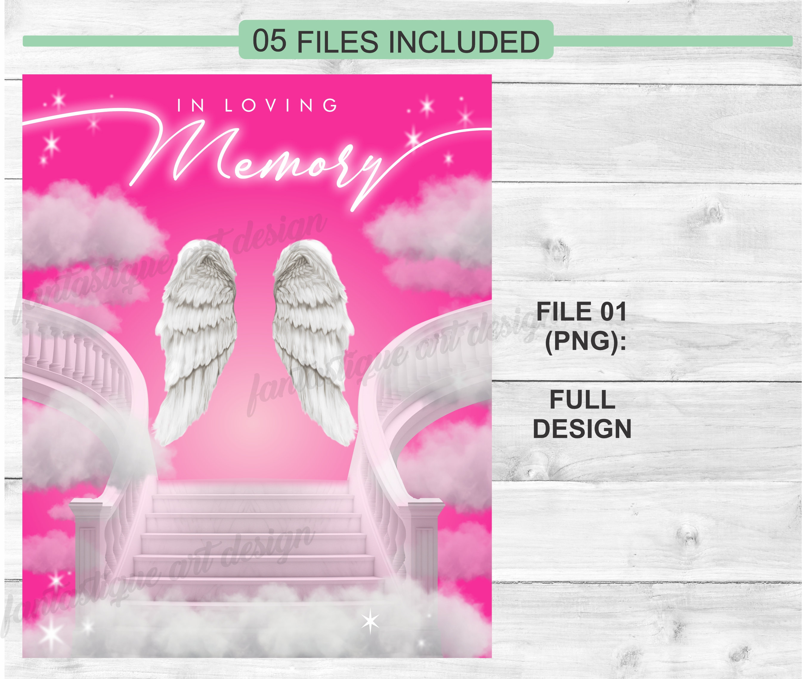Pink Memorial PNG, in Loving Memory PNG, Stairs to Heaven Template ...