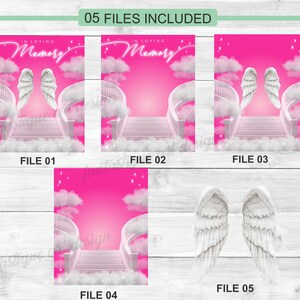 Pink Memorial PNG, in Loving Memory PNG, Stairs to Heaven Template ...