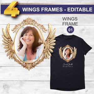 Angel Wings Frame Photo Template, EDITABLE, 4 Picture Frames Bundle ...