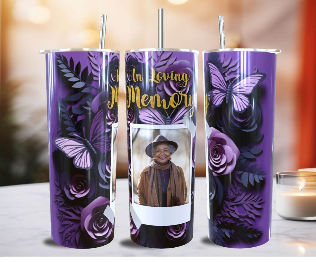 Memorial Tumbler Wrap, Purple in Loving Memory Sublimation, Photo ...