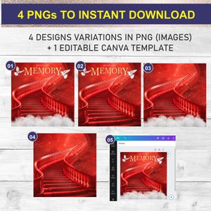 In Loving Memory PNG, Red Memorial EDITABLE, RIP Background Template ...