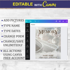 In Loving Memory Design Bundle, EDITABLE Memorial 12 Templates Heaven ...