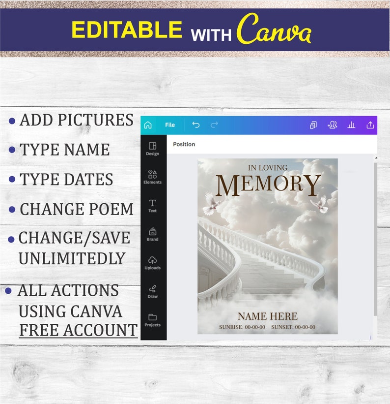 In Loving Memory Design Bundle, EDITABLE Memorial 12 Templates Heaven ...