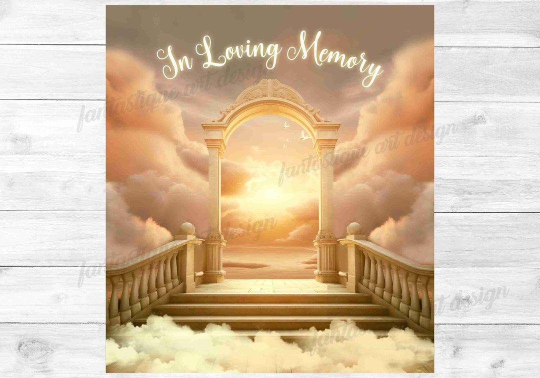 In Loving Memory PNG, Sunset Memorial Background, Golden Gate Heaven Entrance, Yellow Sunset ...
