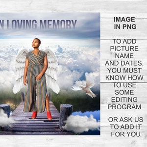 Blue in Loving Memory PNG, Memorial Background, Angel Wings in a ...