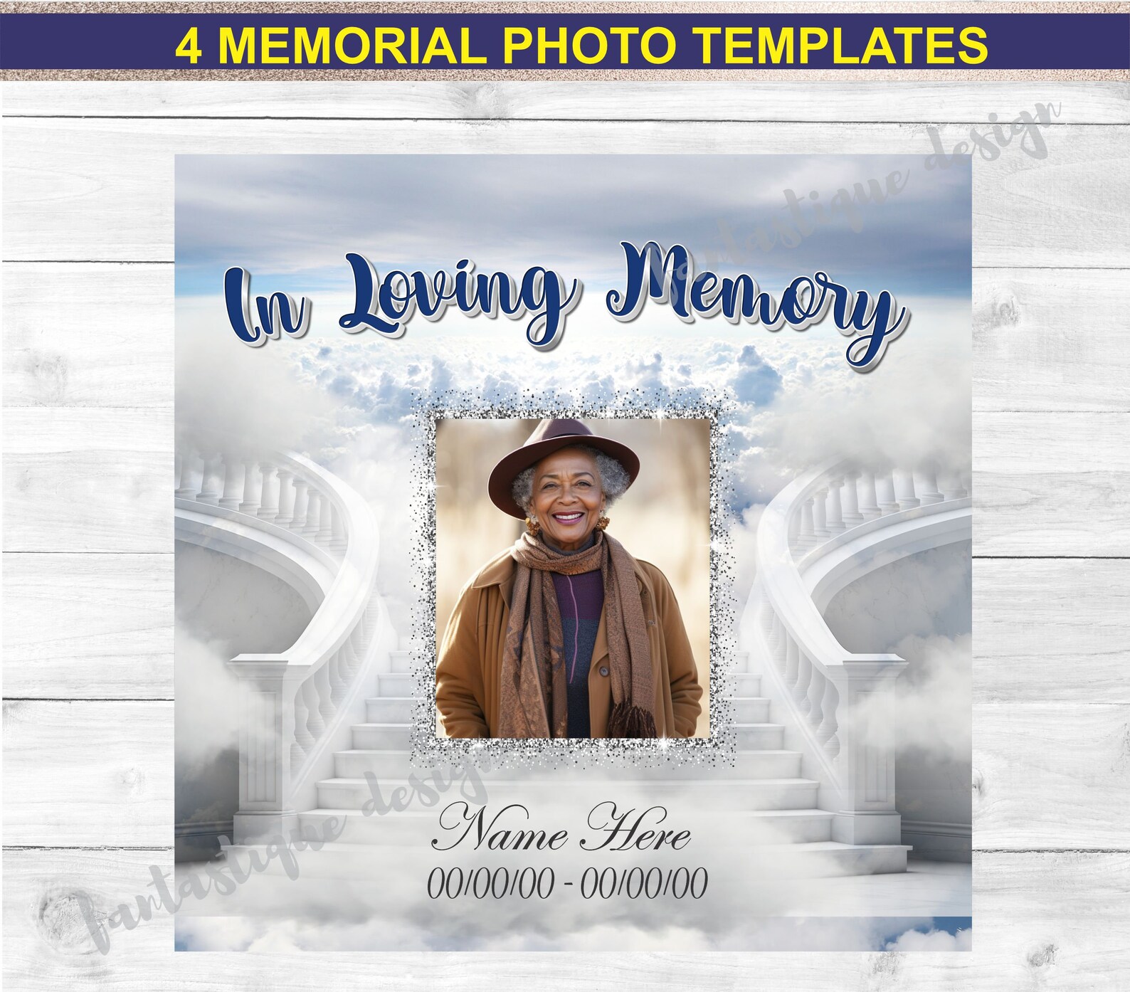 In Loving Memory PNG, Memorial Templates Bundle of 4 PNG and 4 Editable ...