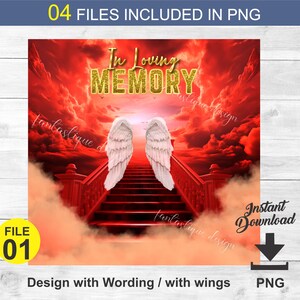 Red Memorial Background PNG, in Loving Memory File, Angel Wings Heaven ...