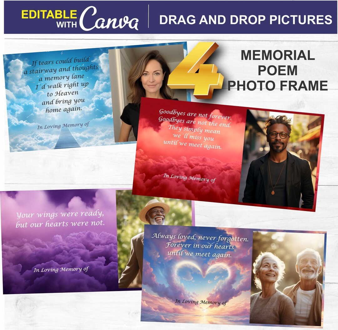 Memorial Poem, Plaque Sublimation Design Bundle, EDITABLE Template ...