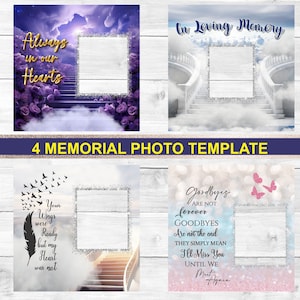 In Loving Memory PNG, Memorial Templates Bundle of 4 PNG and 4 Editable ...