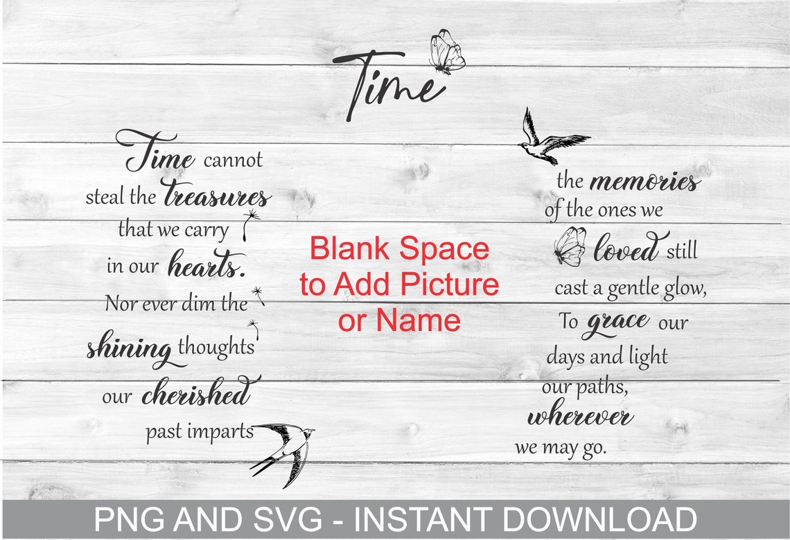Memorial Poem SVG PNG, in Loving Memory for Cricut, Funeral Sayings ...