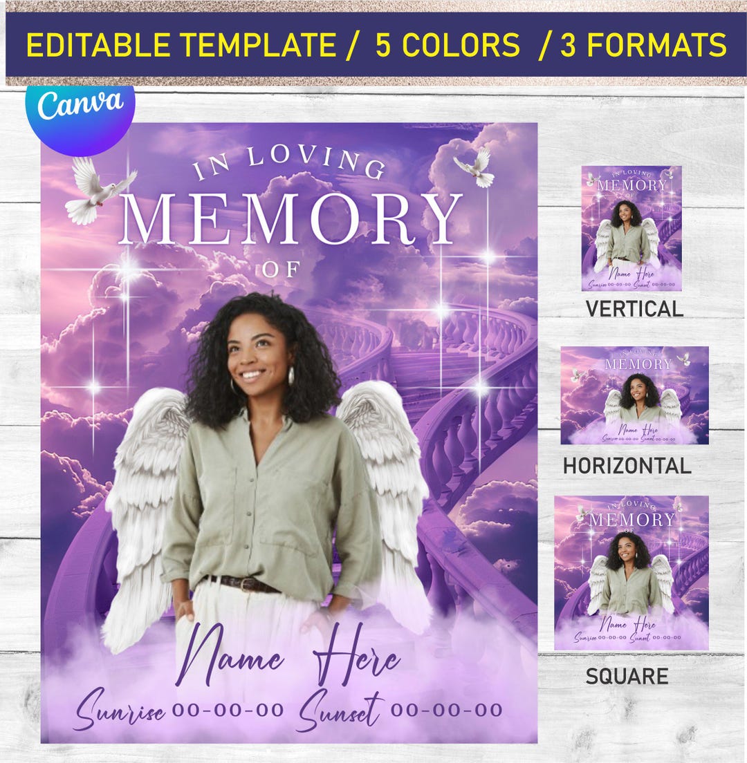 In Loving Memory Design Bundle, EDITABLE Memorial 12 Templates Heaven ...