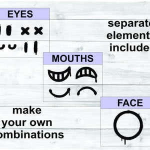 Smiley Face SVG Bundle | Graffiti Style, DIY Faces (digital File) - Etsy