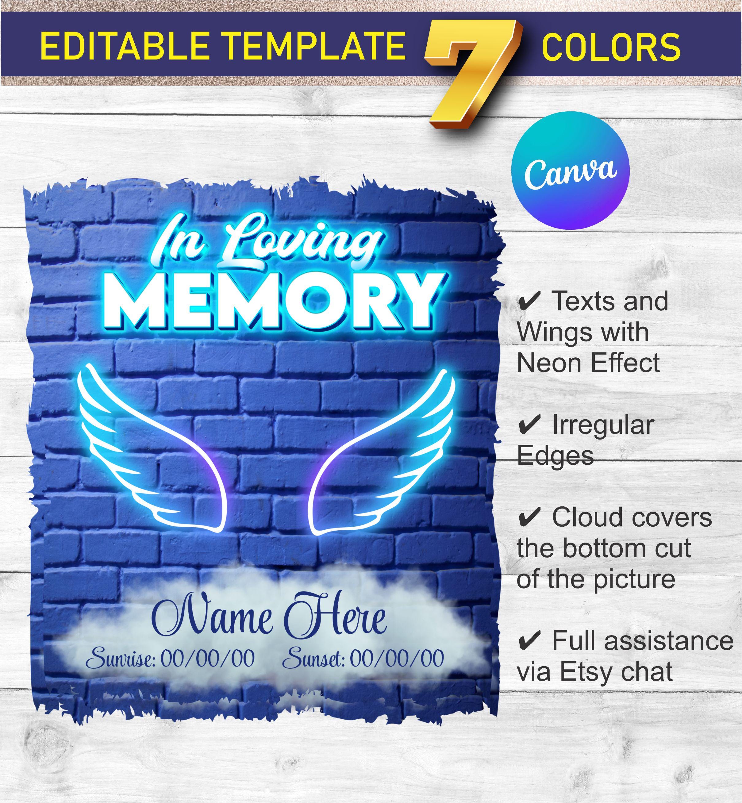 In Loving Memory EDITABLE Canva Template, Memorial Design, 7 Colors ...