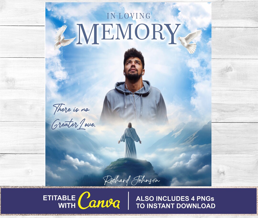 Memorial EDITABLE and PNG Download, Jesus in Heaven Background ...