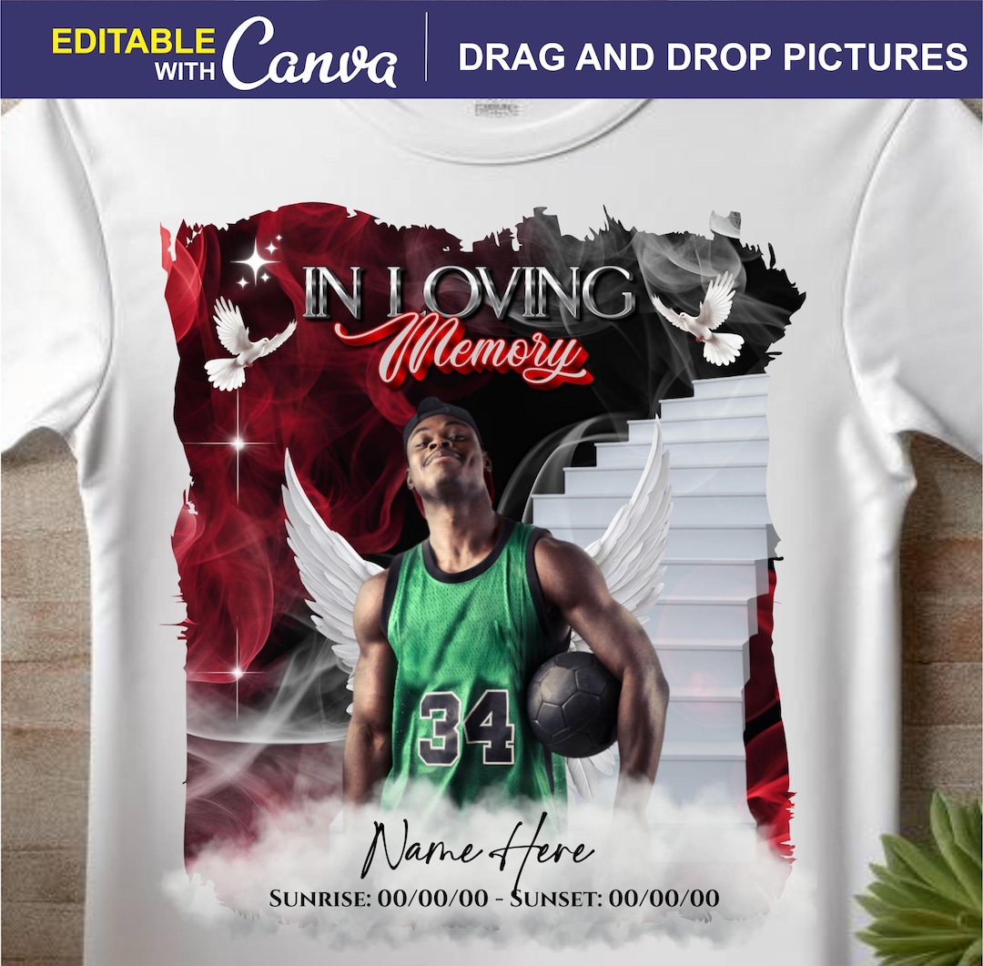 In Loving Memory PNG, Red and Black Memorial EDITABLE, RIP Background ...