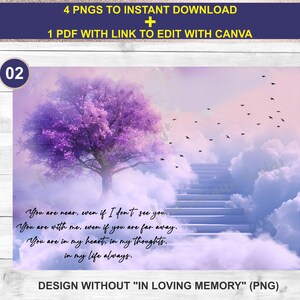 Memorial Poem Purple Heaven PNG, in Loving Memory EDITABLE, Purple Tree ...