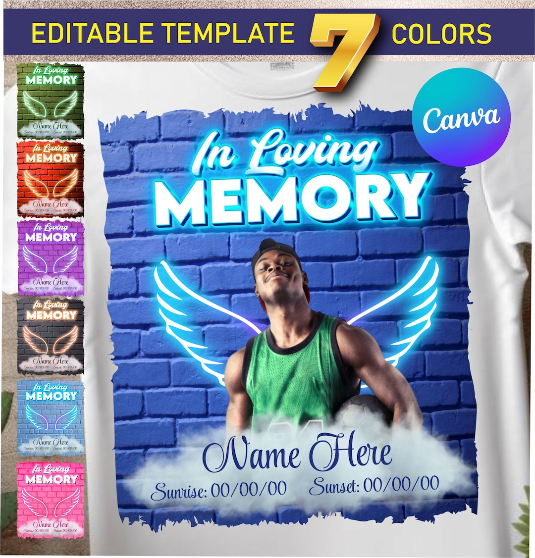 In Loving Memory EDITABLE Canva Template, Memorial Design, 7 Colors ...
