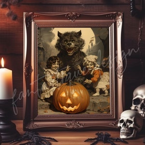 Vintage Halloween Printable Art Gallery, Set of 5 Illustrations ...