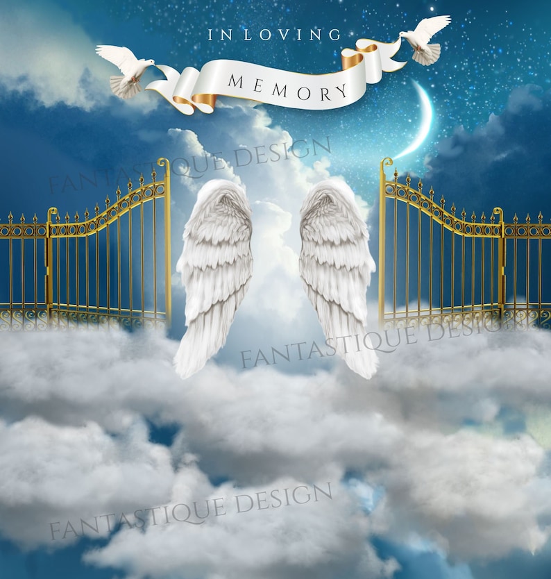 Blue in Loving Memory PNG, Heavens Gold Gate Background, Memorial ...