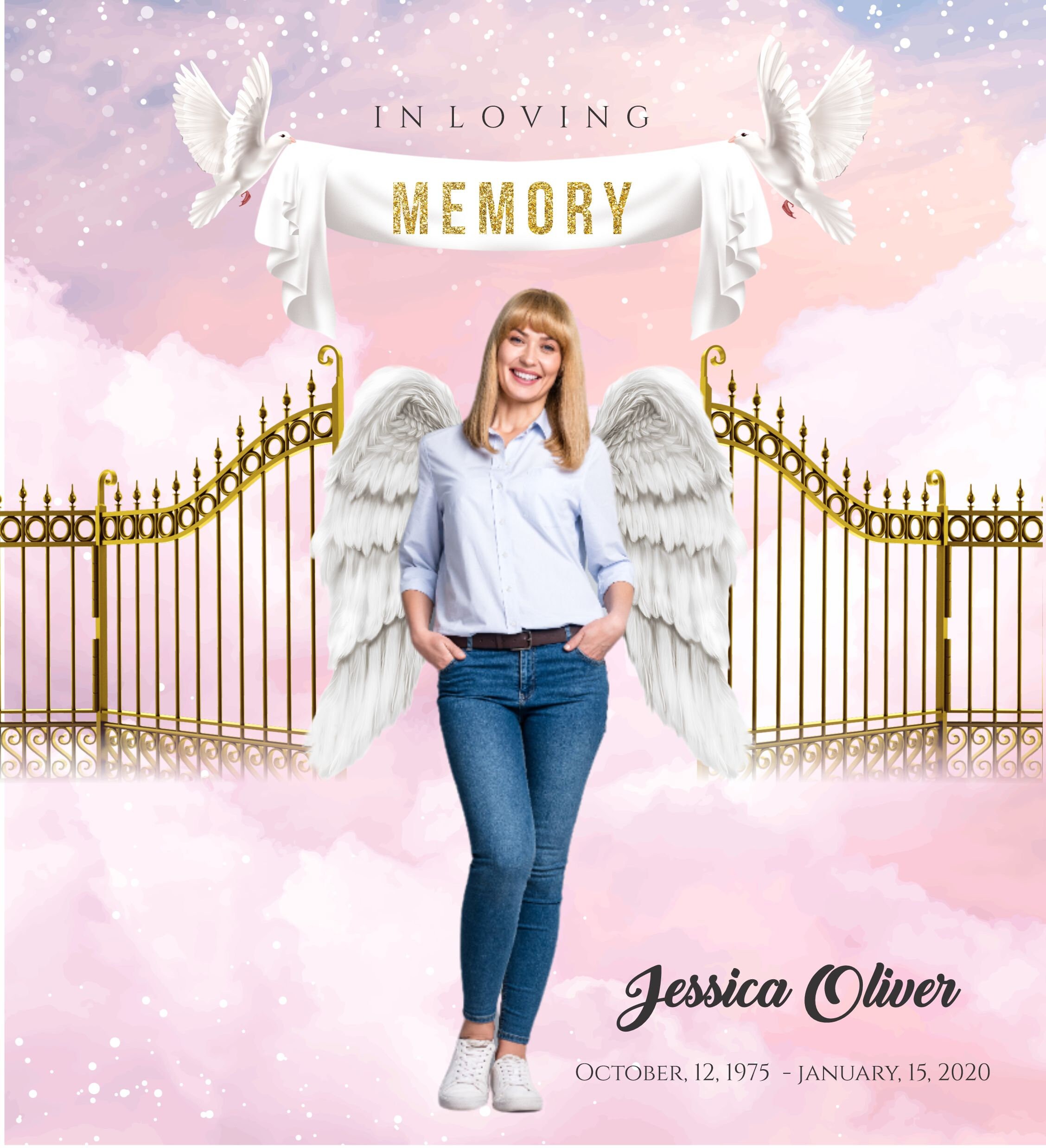 Pink in Loving Memory Background Gold Heavens Gate PNG Rest - Etsy UK