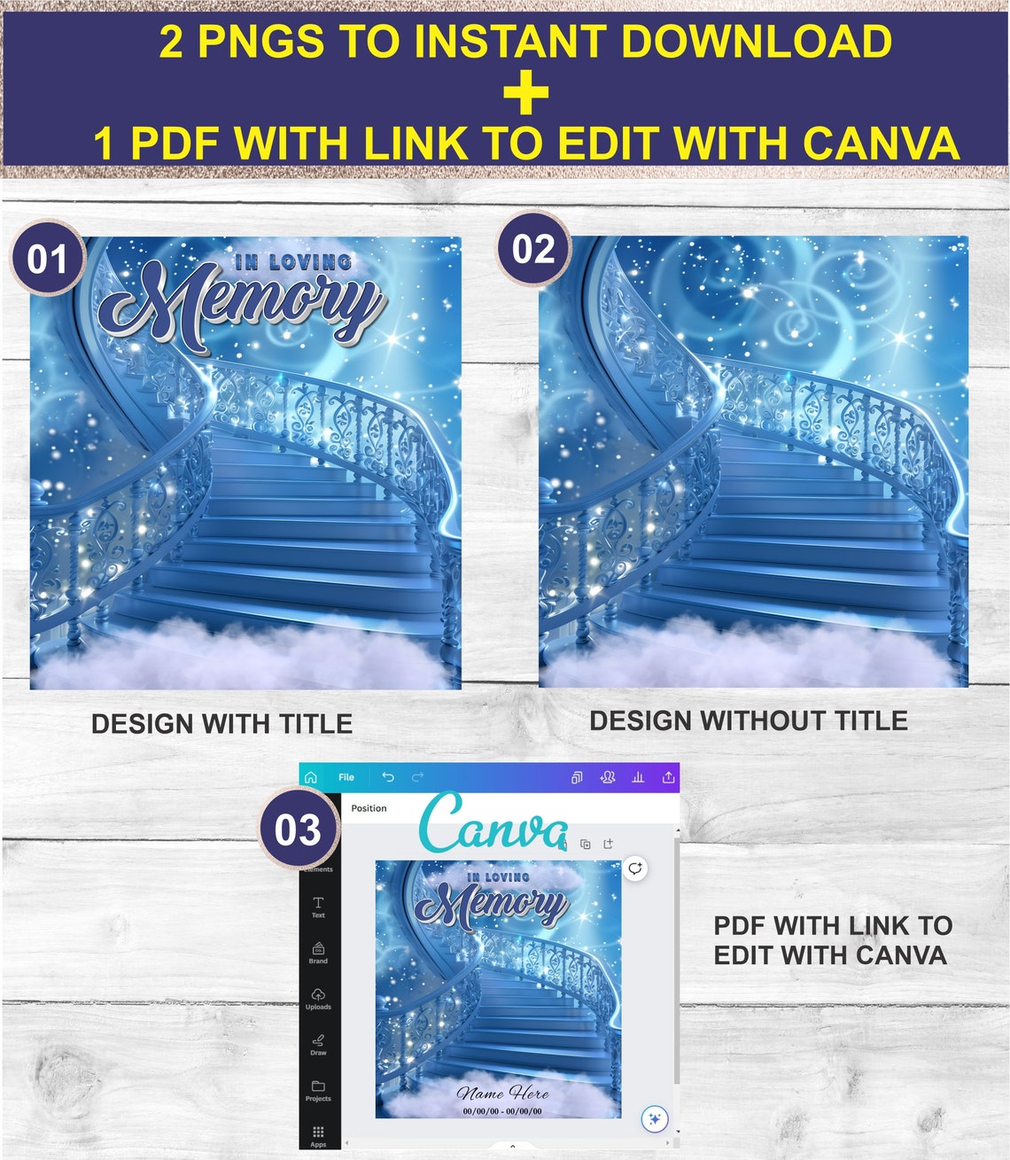 In Loving Memory PNG, EDITABLE, Blue Memorial RIP Template Stairs to ...