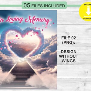 In Loving Memory PNG, Heart in Heaven Memorial Background, Design to ...