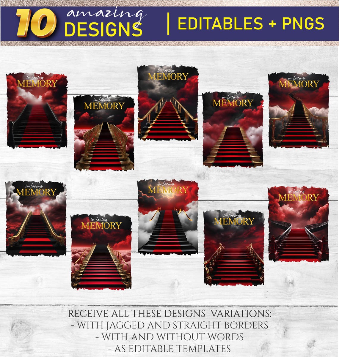 In Loving Memory PNG, Red Black Memorial EDITABLE Template, 10 Designs ...