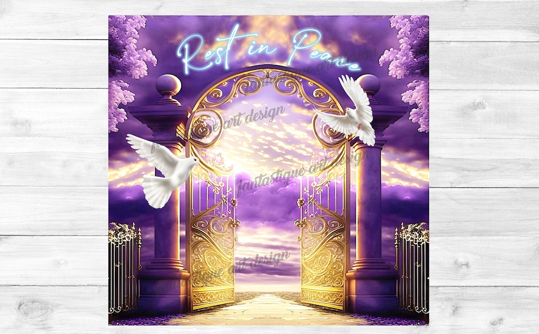 Purple in Loving Memory PNG, Gold Heavens Gate, Memorial Background ...