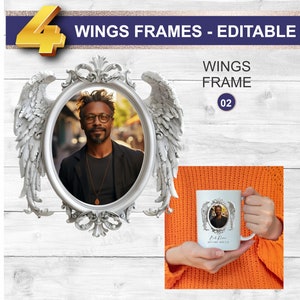 Angel Wings Frame Photo Template, EDITABLE, 4 Picture Frames Bundle ...