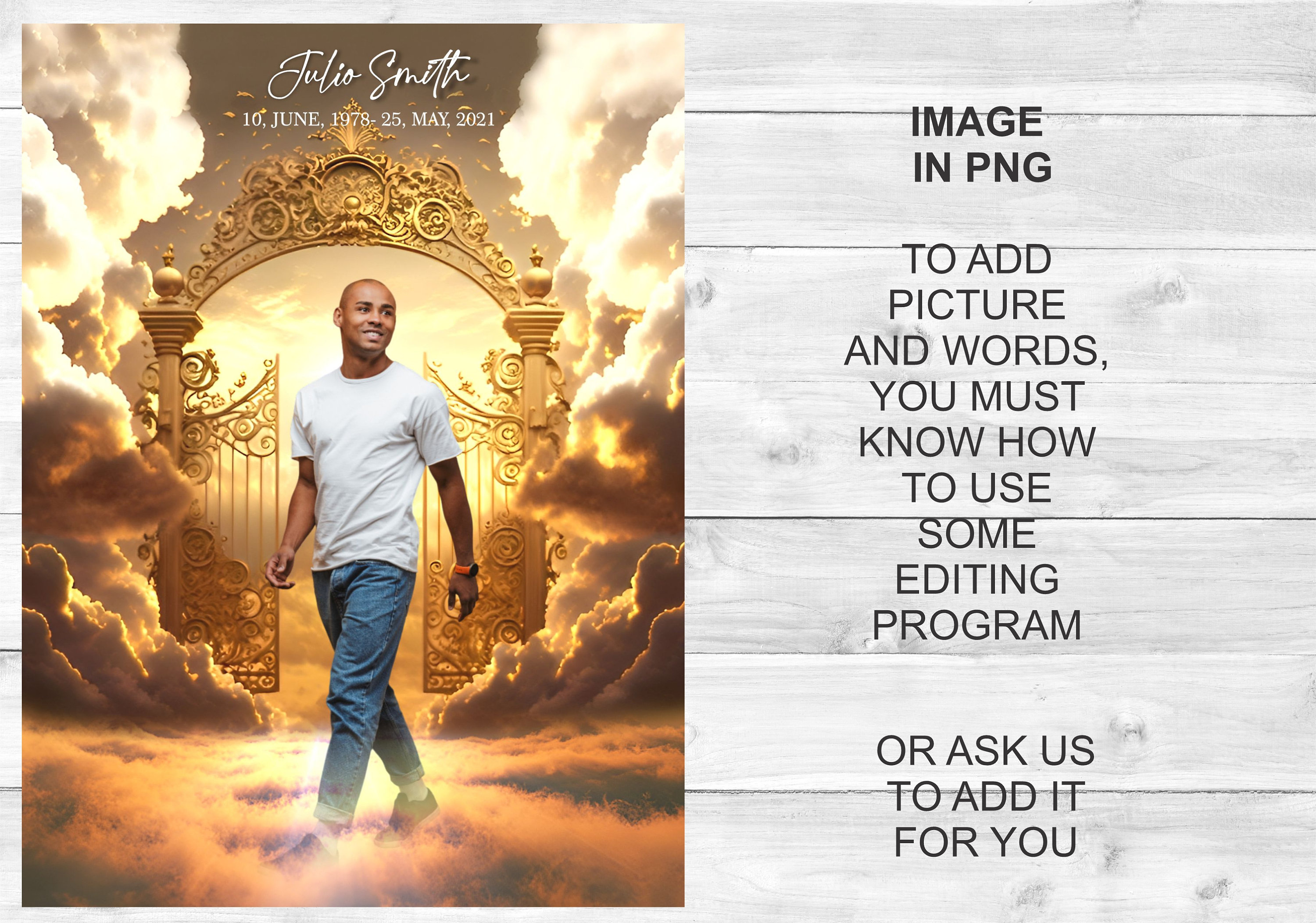 GOLD in Loving Memory PNG, Gold Heavens Gate, Memorial Background, Rest ...