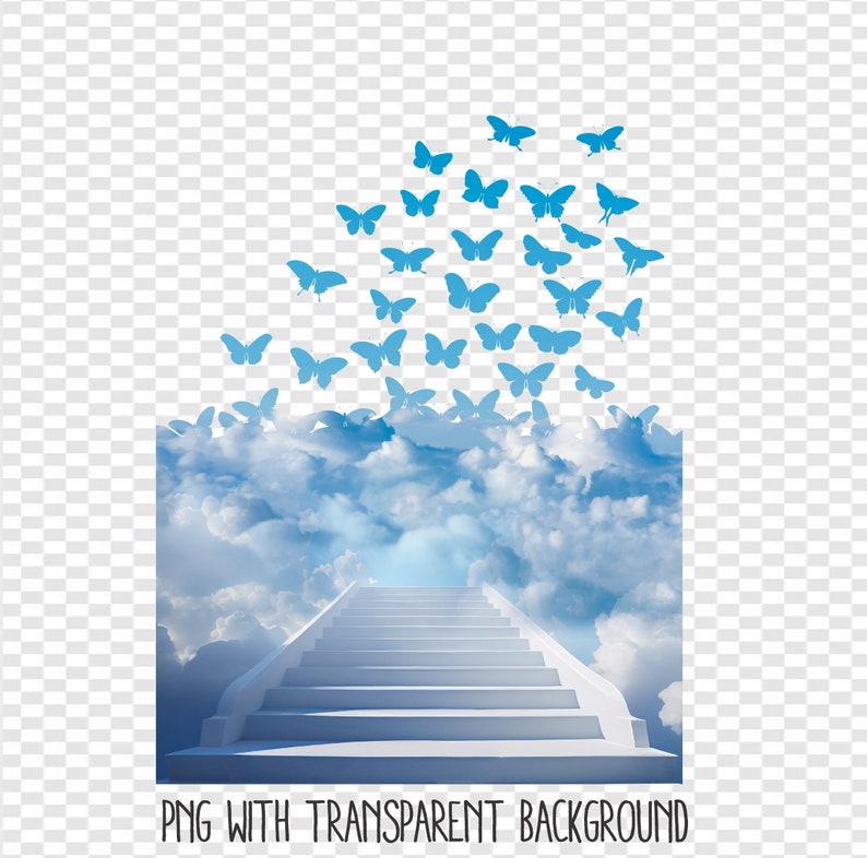 Blue Heaven in Loving Memory PNG Beatiful Butterflies in the - Etsy