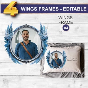 Angel Wings Frame Photo Template, EDITABLE, 4 Picture Frames Bundle ...