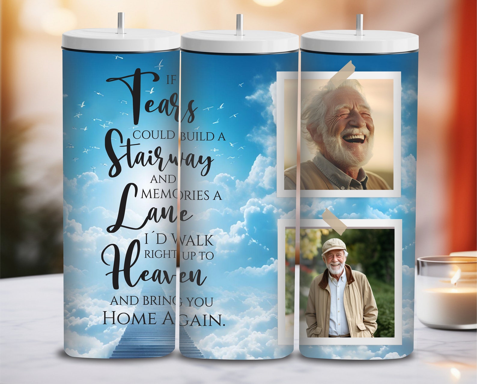 Memorial Tumbler Wrap, Photo Frame Sublimation Tumbler Design Sympathy ...