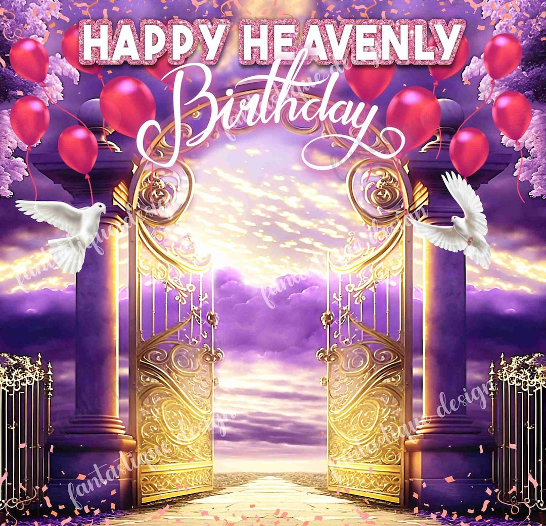 Happy Heavenly Birthday Purple Stairs Heaven, Memorial PNG, in Loving Memory PNG Template, RIP ...
