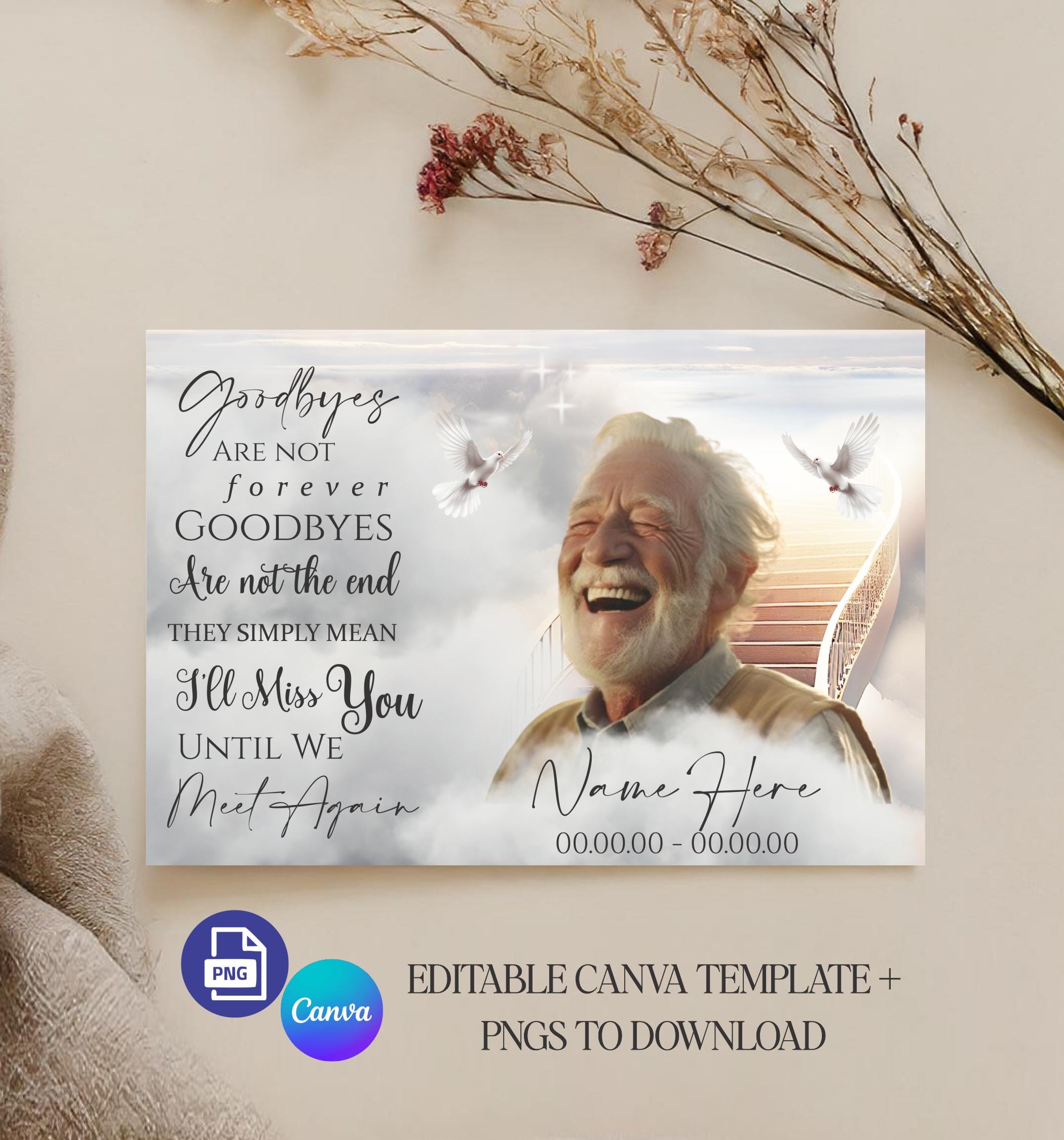 Memorial Poem PNG, EDITABLE Template in Loving Memory PNG, Add Pictures ...