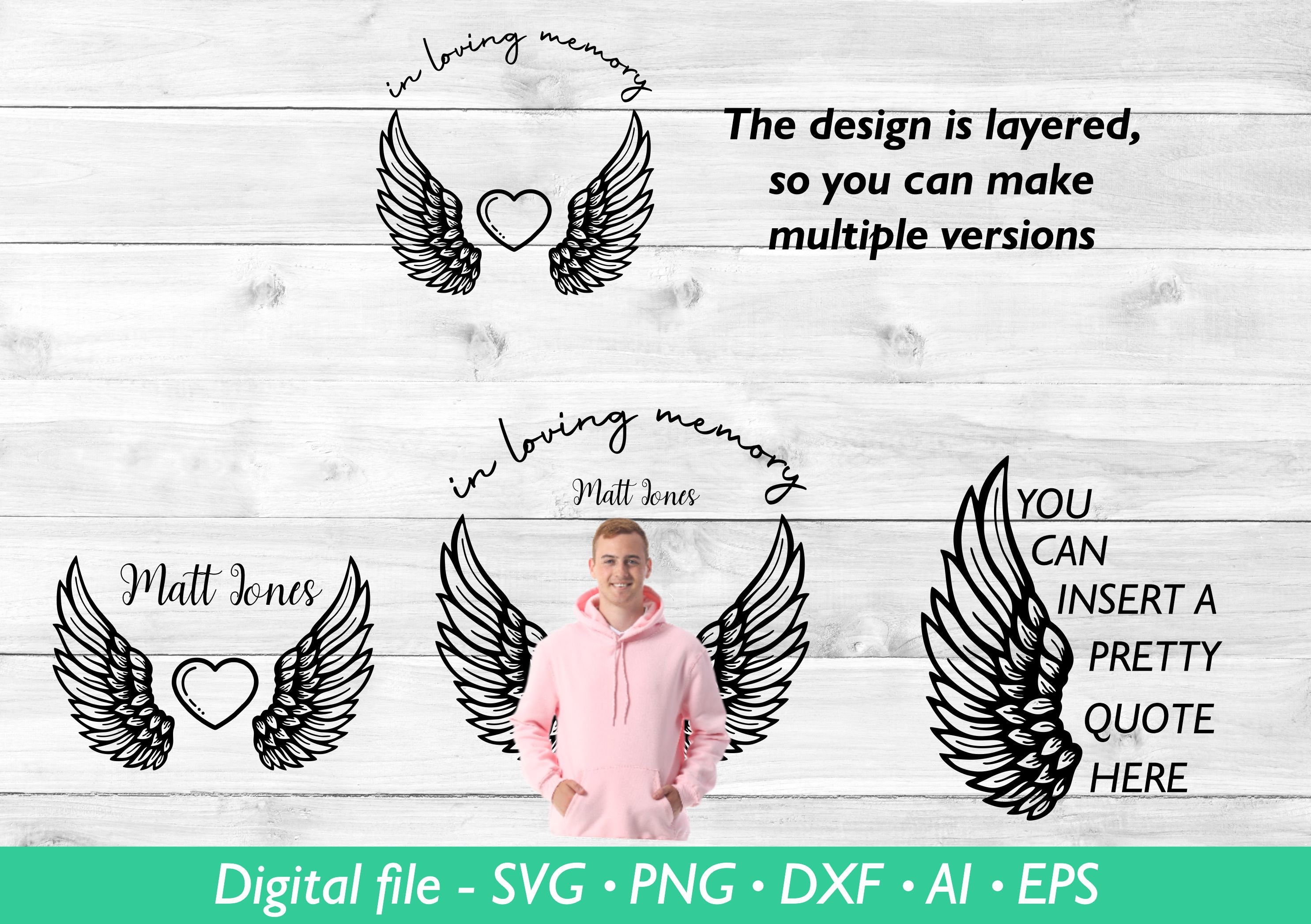 In Loving Memory SVG PNG Memorial SVG Angel Wings in - Etsy